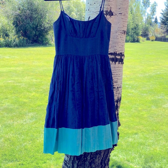 Trina Turk | Dresses | Trina Turk Color Block Blue Spaghetti Strap Midi ...